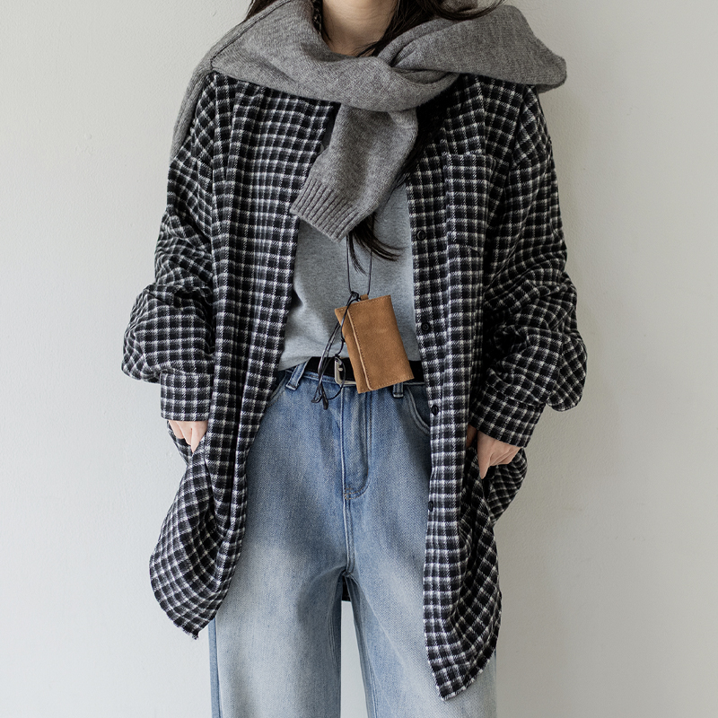 시크폭스 - 마이크로 피치기모 체크 셔츠_54SH1263