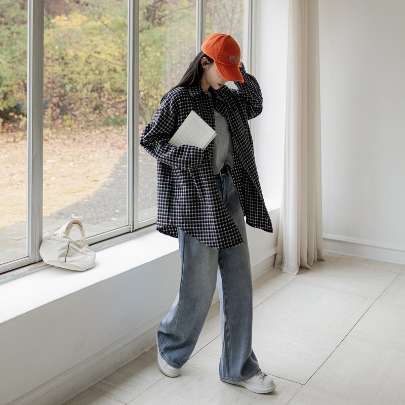 시크폭스 - 마이크로 피치기모 체크 셔츠_54SH1263